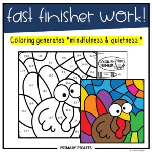 Thanksgiving Addition Subtraction Color by Number - Made By Teachers