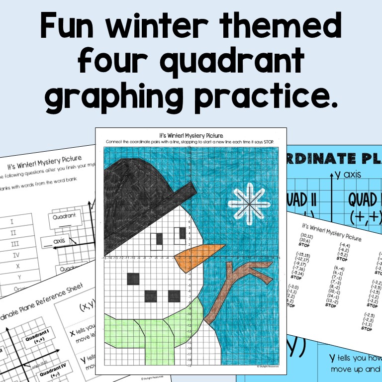 EASY Winter Four Quadrant Coordinate Plane Graphing Picture Activity ...