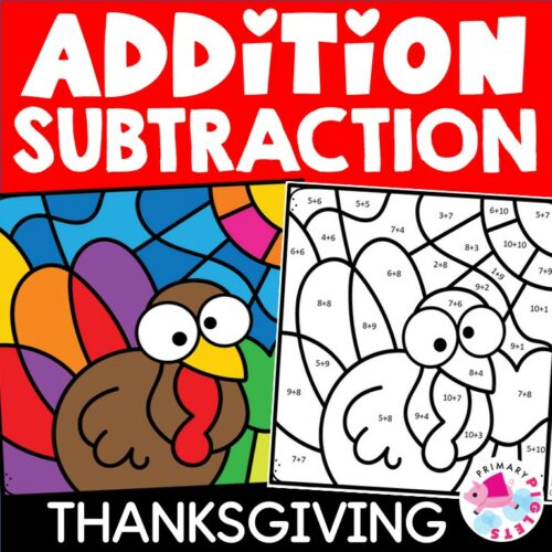 Thanksgiving Addition Subtraction Color by Number | Made By Teachers