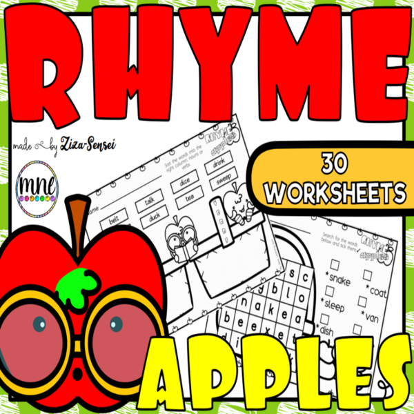Rhyming Words Phonics Apple Rhymes Worksheets Pack - Made By Teachers