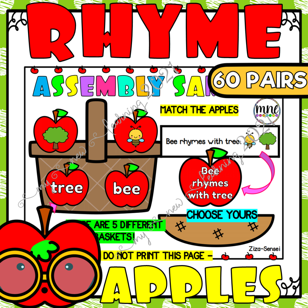 Rhyming Words Phonics Rhymes Apple Theme Pack | Made By Teachers