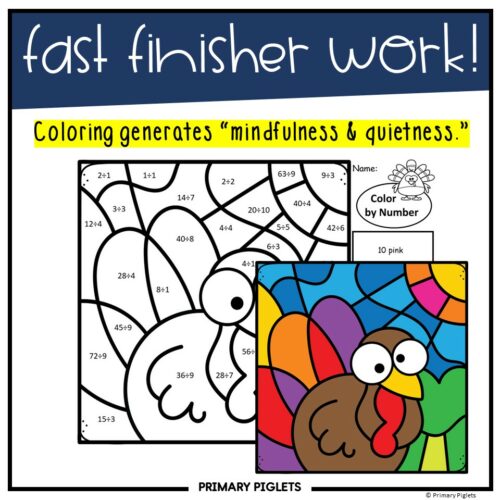 Thanksgiving Division Color by Number | Made By Teachers