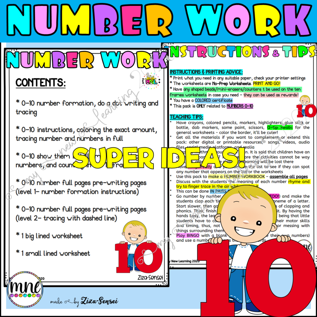 Number Sense And Recognition Worksheets Morning Work 0-10 PREK 1ST ...