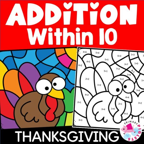 Thanksgiving Math Coloring Pages - Addition to 10 Color by Number Code ...