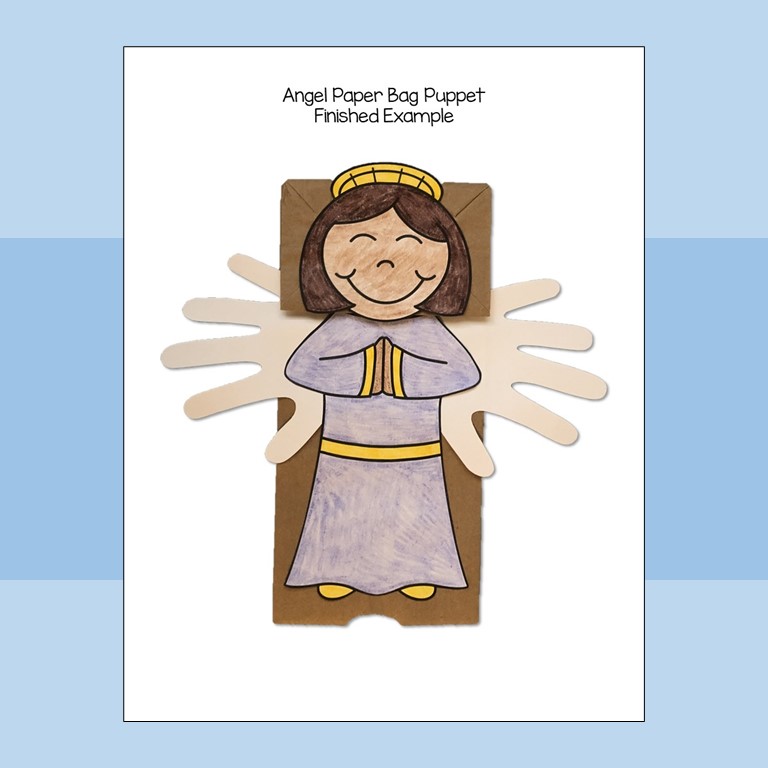 Angel Paper Bag Puppet | Christmas Angel Craft Activity with Hand Wings ...