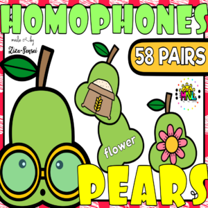 Homophone Words Phonics Matching Pear Pairs Theme Phonemic Awareness ...