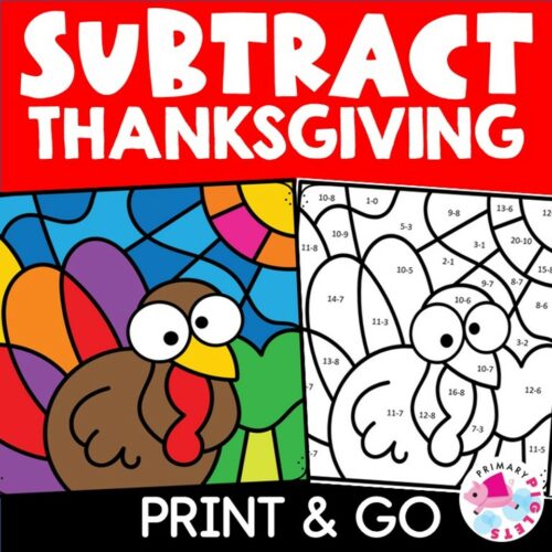 Thanksgiving Subtraction Color by Number | Made By Teachers
