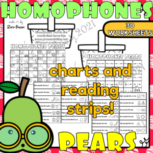 Homophone Pairs Phonics Pear Theme No-Prep Worksheets Pack - Made By ...