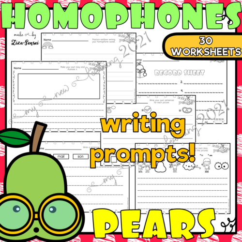 Homophone Pairs Phonics Pear Theme No-Prep Worksheets Pack | Made By ...