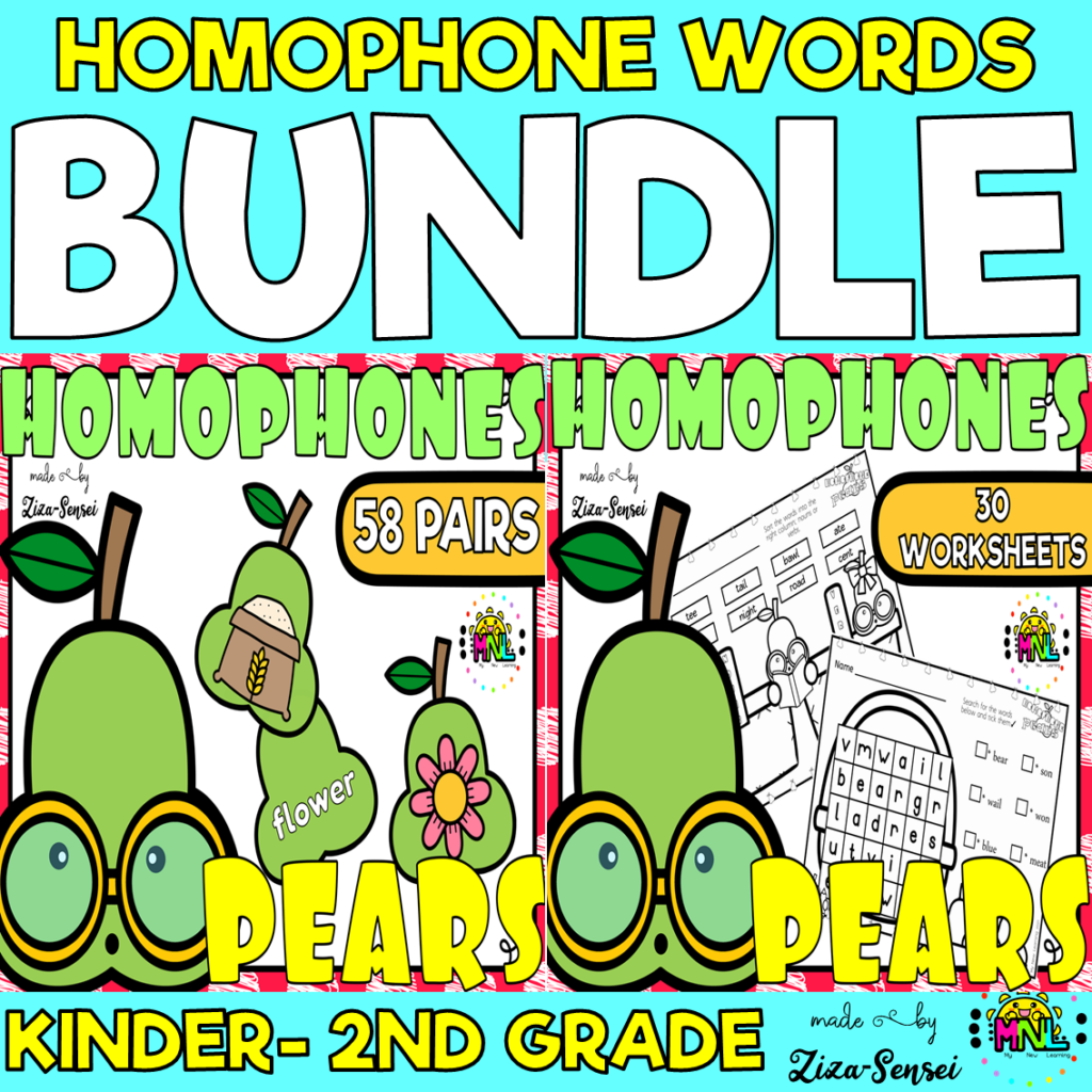 Homophone Words Pears Match-up No-Prep Worksheets BTS BUNDLE | Made By ...