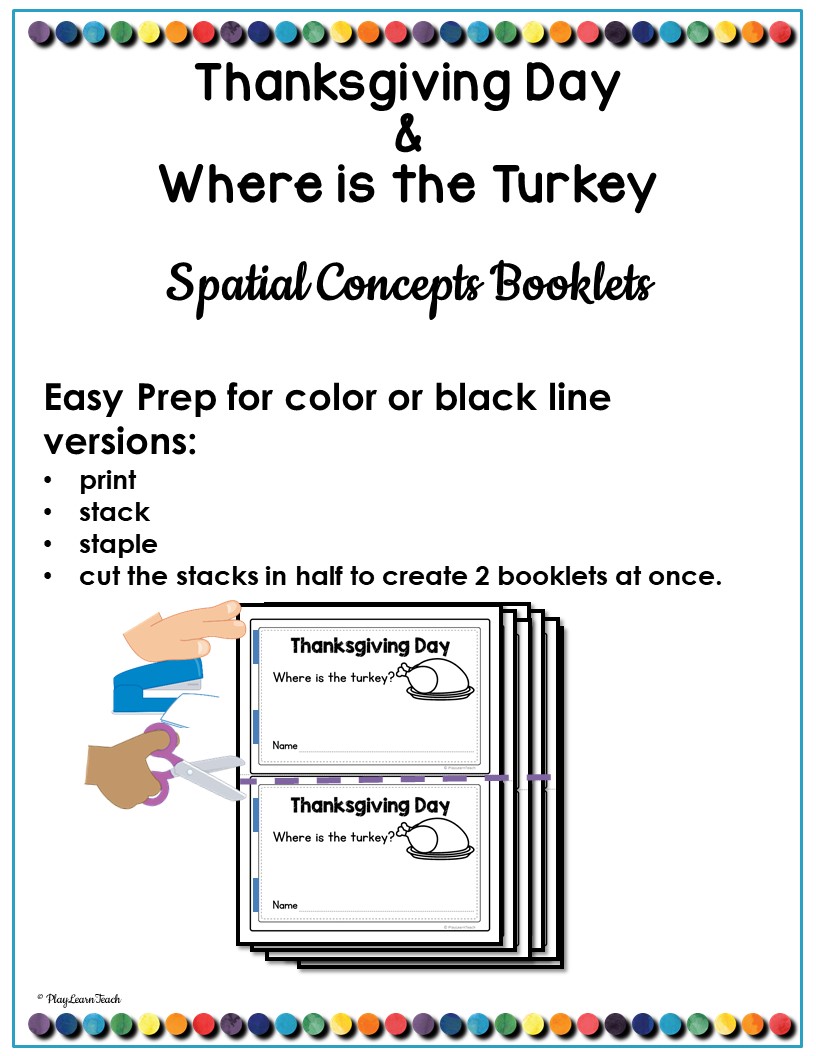 Spatial Concepts | Thanksgiving Holiday Turkey | Emergent Readers ...