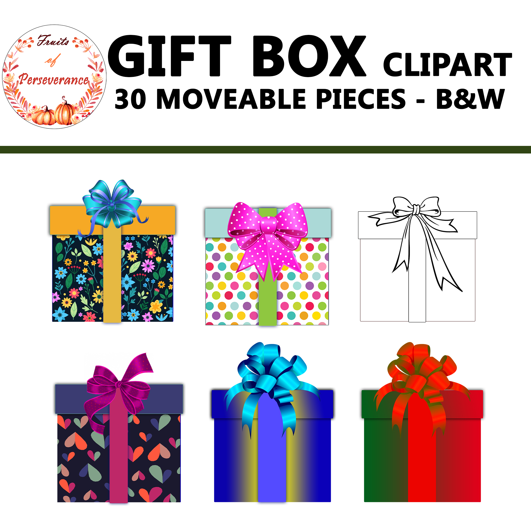 Gift Box Holidays Clipart Moveable Pieces Present Clipart | Made By ...