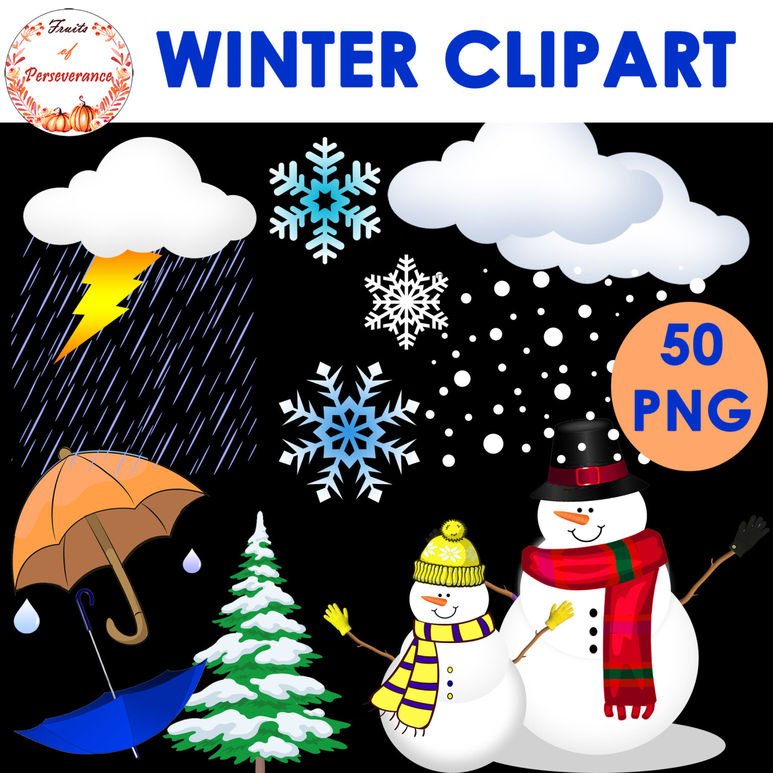 Winter Season and Snow Clipart Moveable Pieces for Commercial Use ...