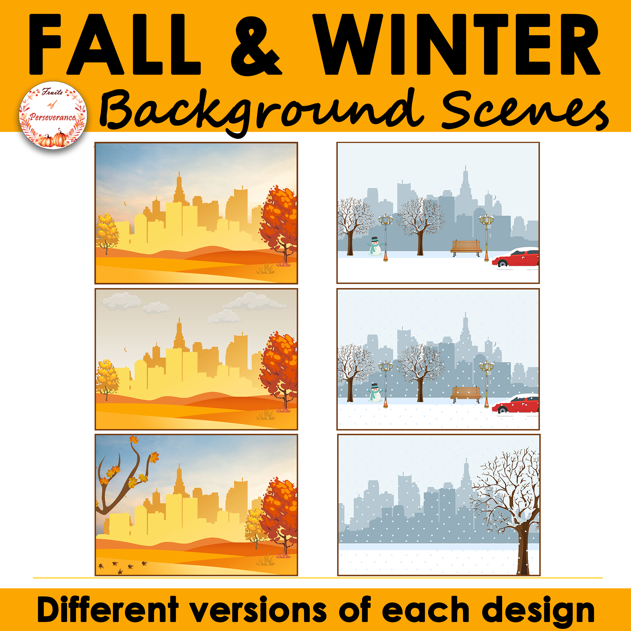 Fall and Winter Landscape Background Scenes Clipart | Made By Teachers