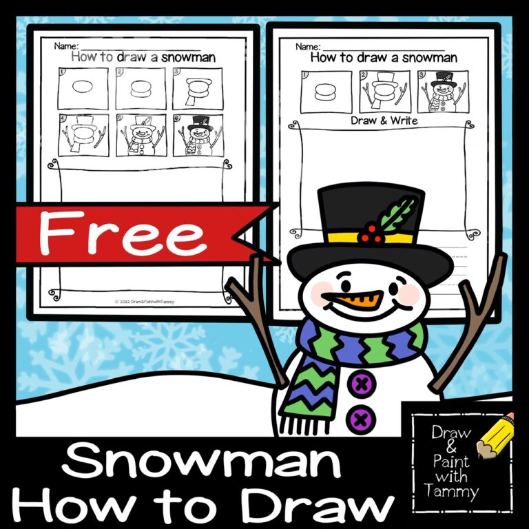 Free Directed Drawing Snowman How to Draw and Write Art Sub Activity ...
