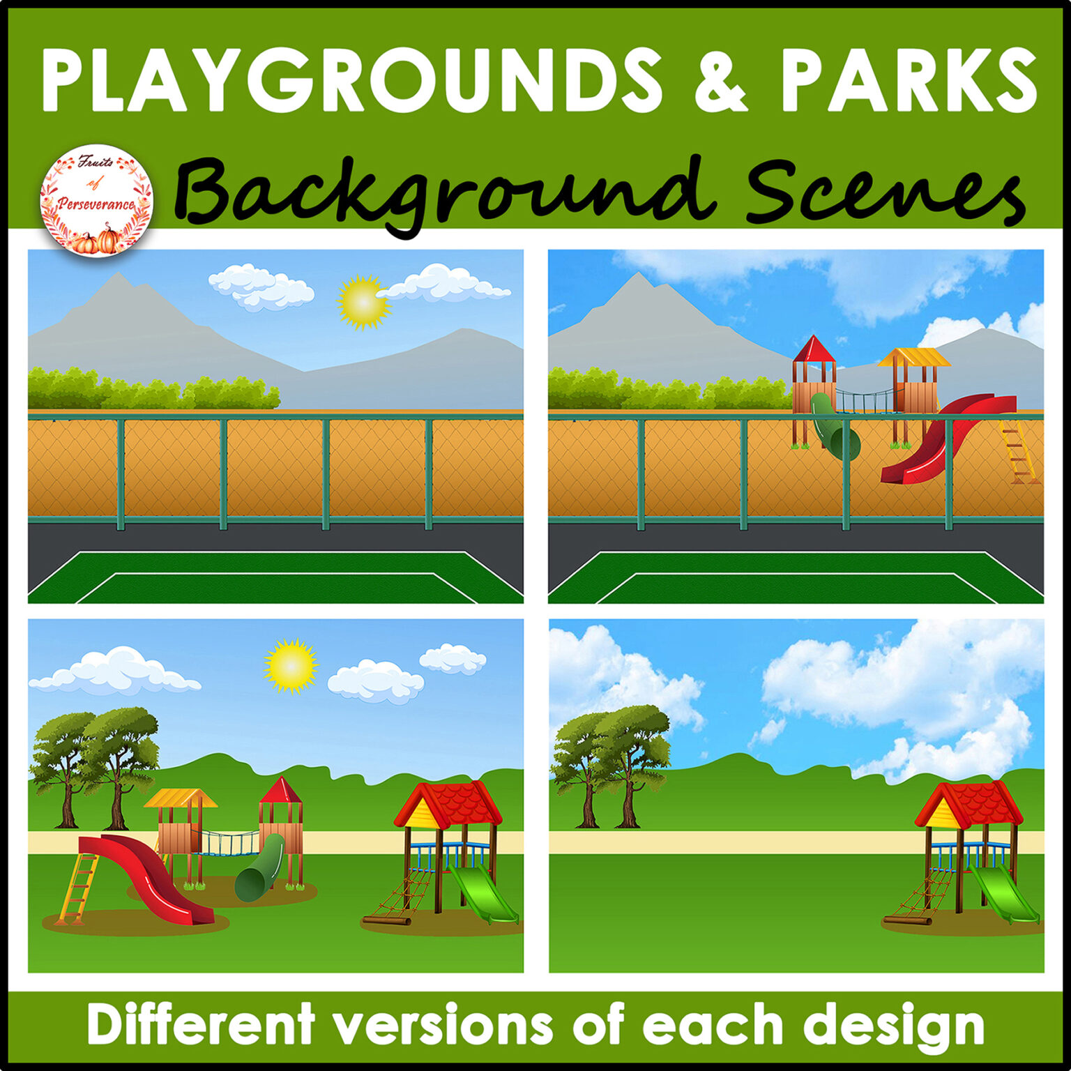 Playgrounds and Parks Background Scenes Clipart | Made By Teachers