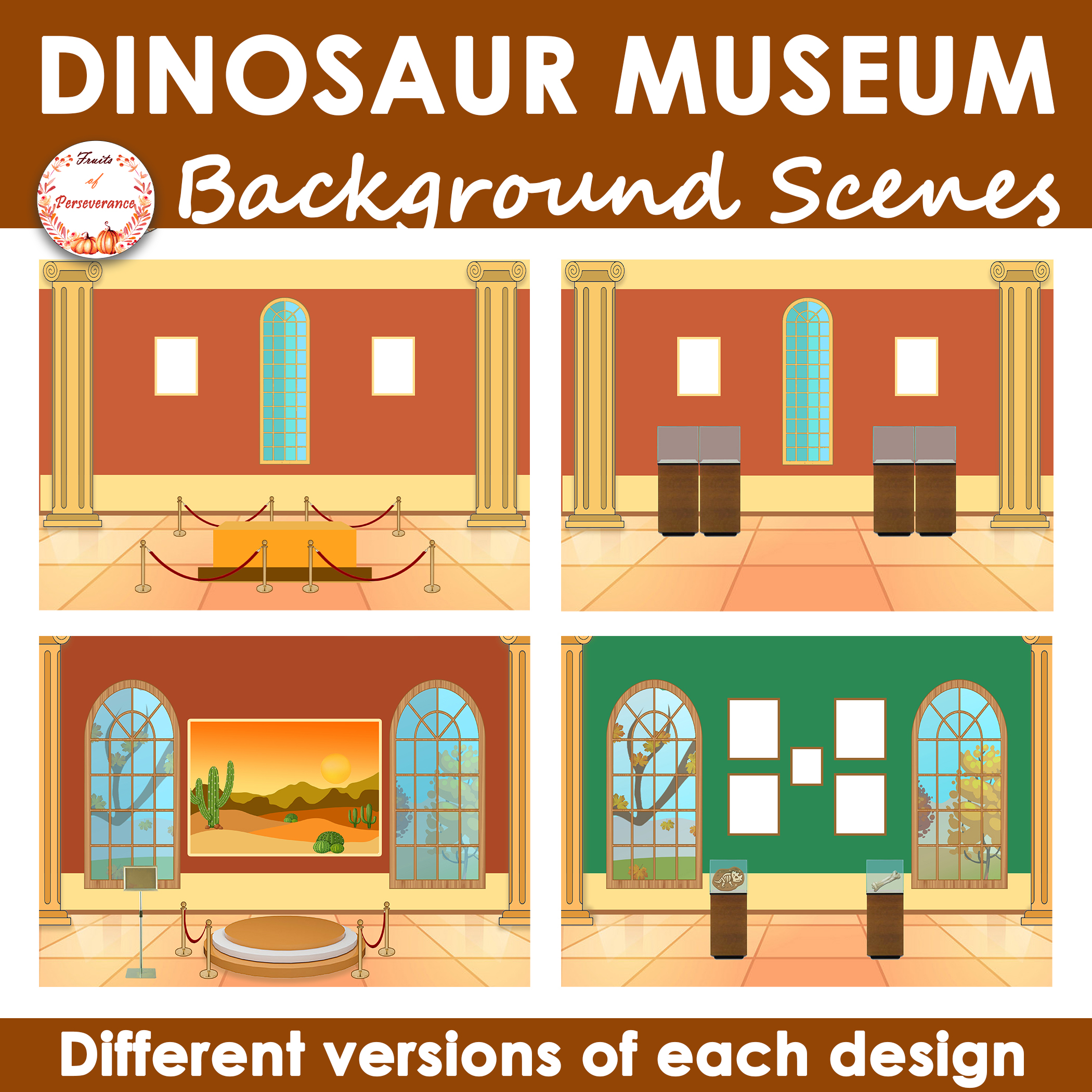 Dinosaur and Historical Museum Background Scenes Clipart | Made By Teachers