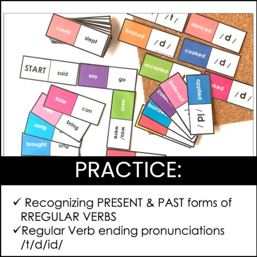 Regular and Irregular Past Tense Verb Dominoes - Ending Pronunciations ...
