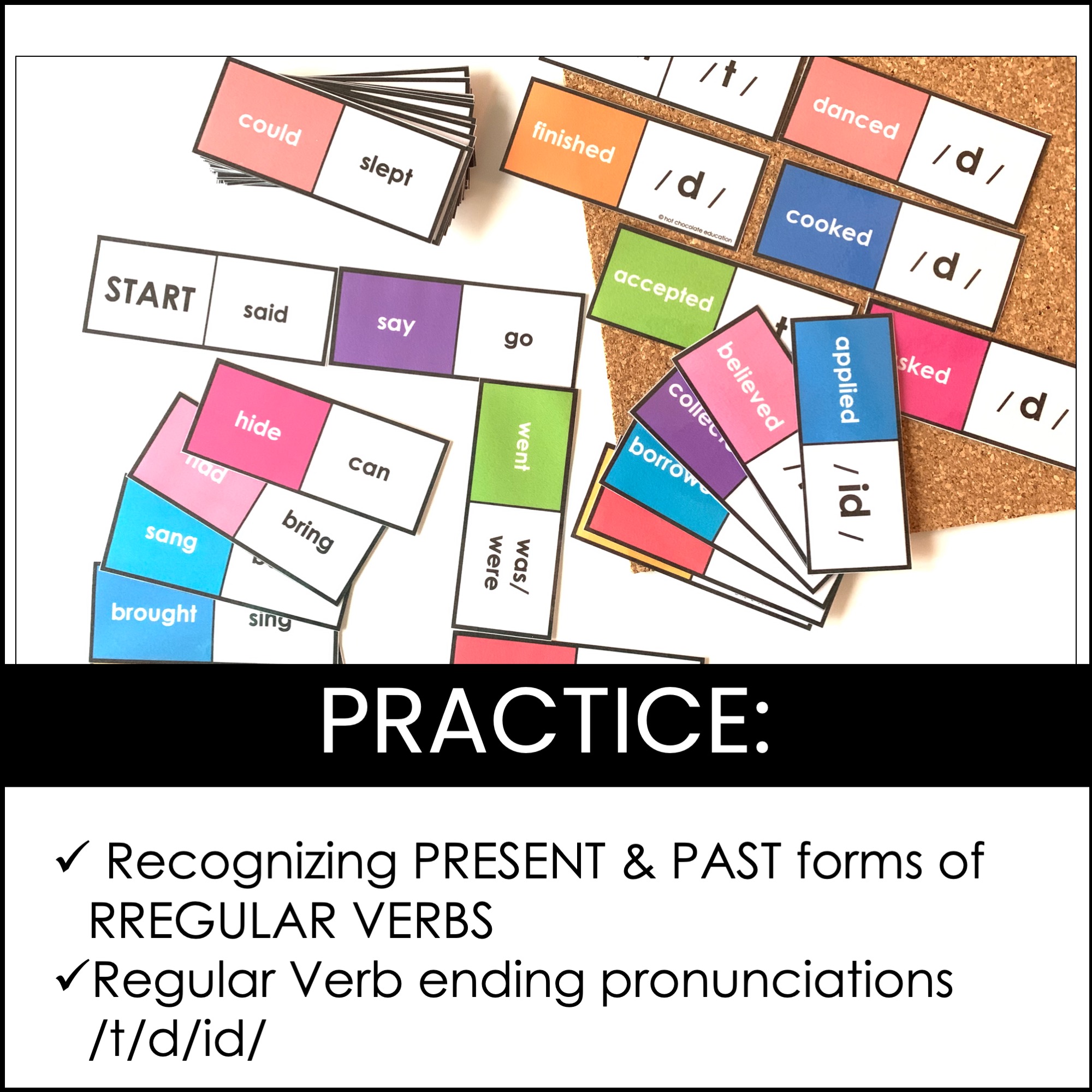 Regular and Irregular Past Tense Verb Dominoes - Ending Pronunciations ...