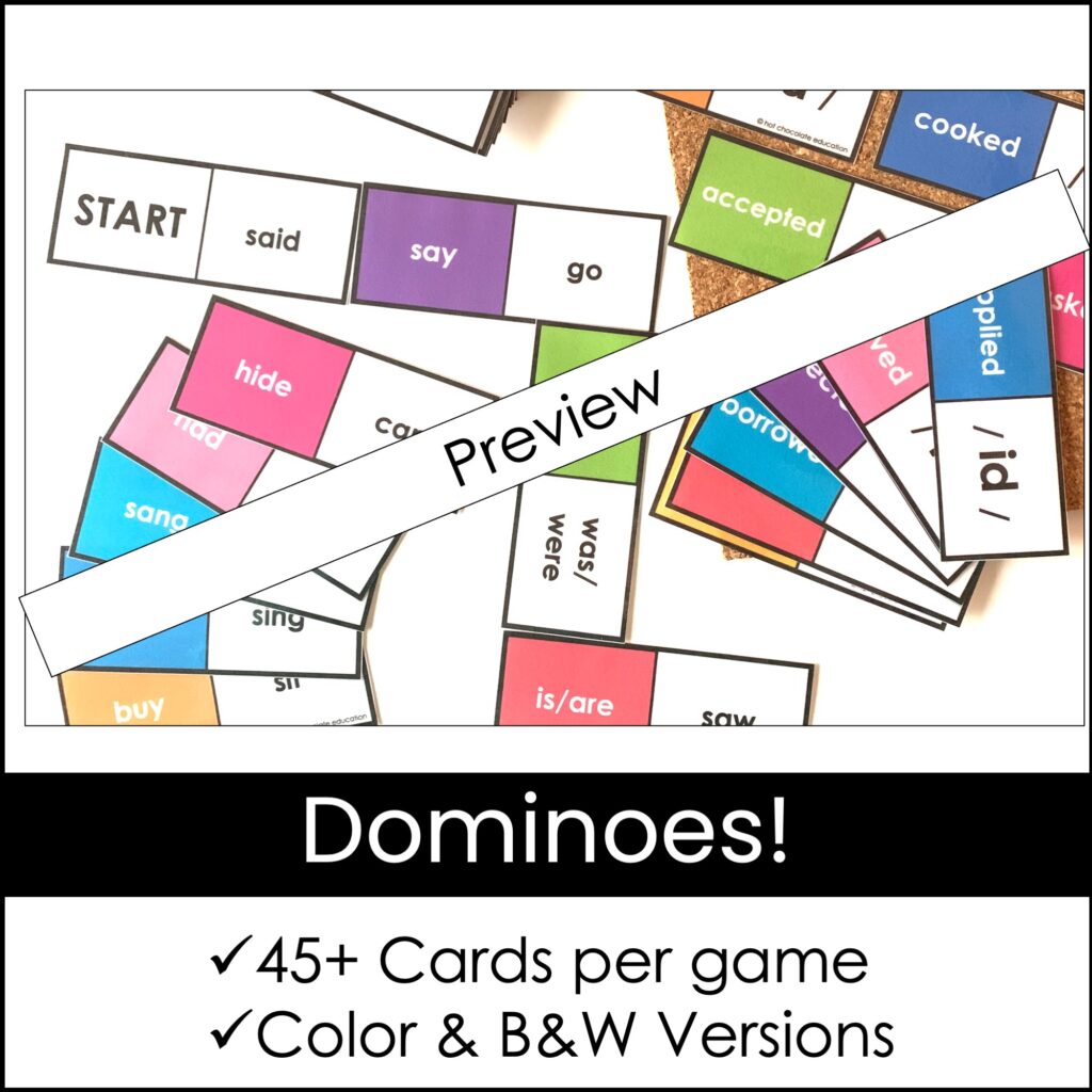 Regular and Irregular Past Tense Verb Dominoes - Ending Pronunciations ...