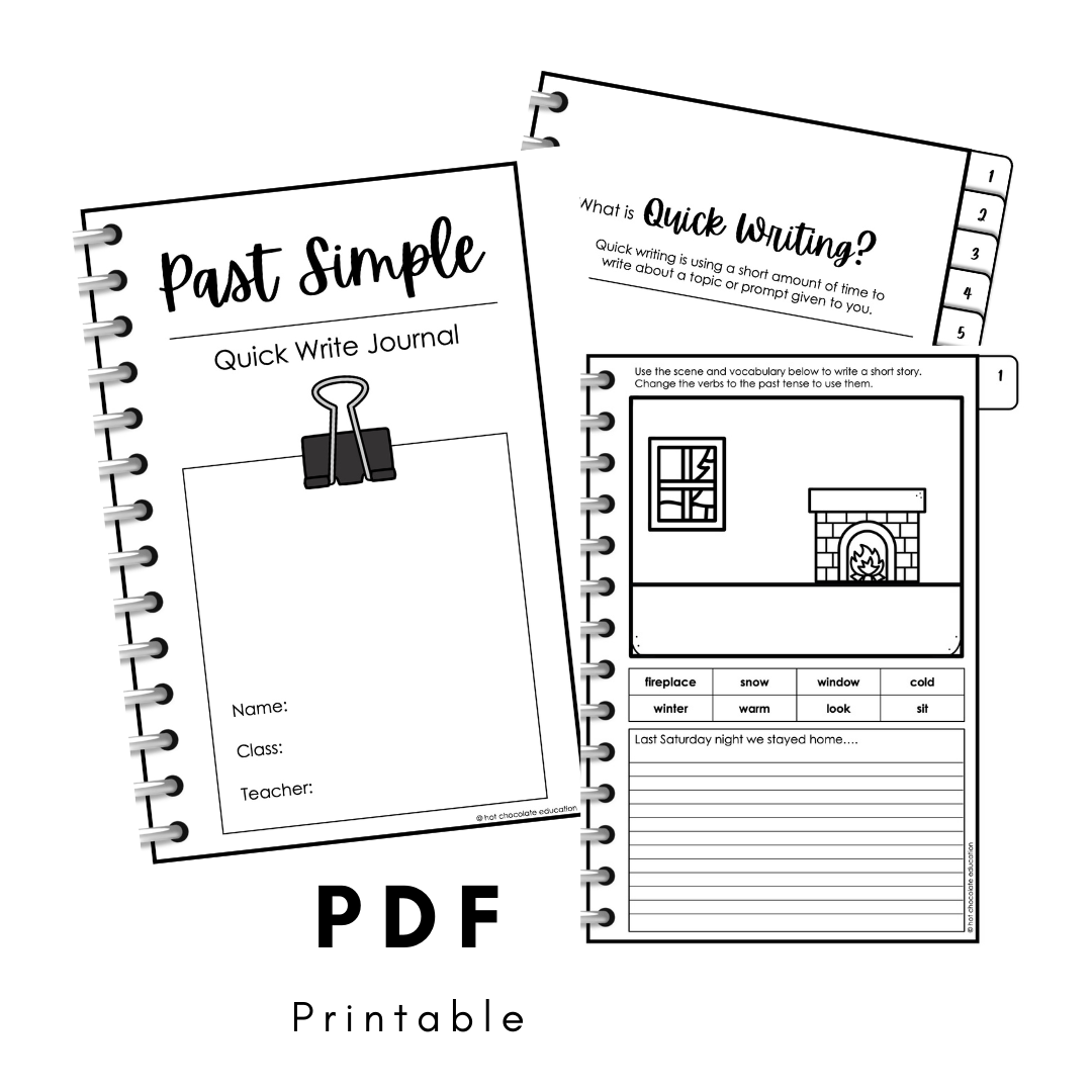ESL Past Simple Writing Prompts Digital Notebook | + Editable ...