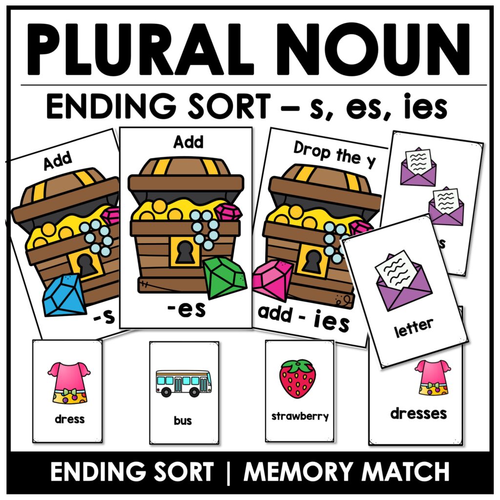Plural Noun Sort | Sorting Activity for -s, -es, -ies suffix endings ...