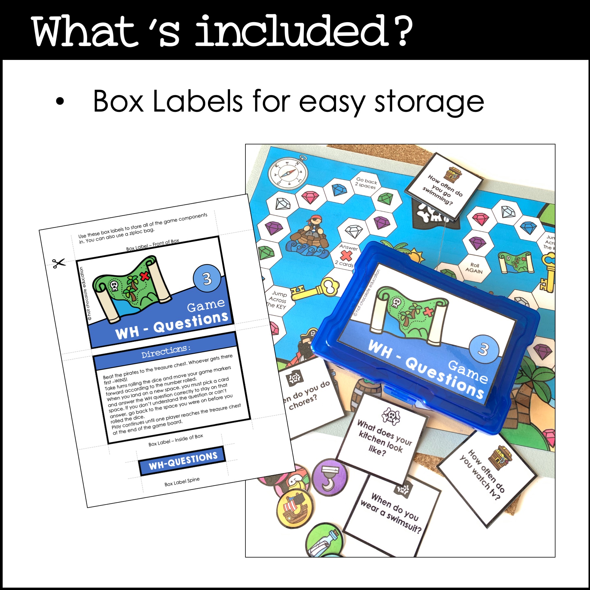WH Questions Board Game with Question Cards : What Where Why When Where ...