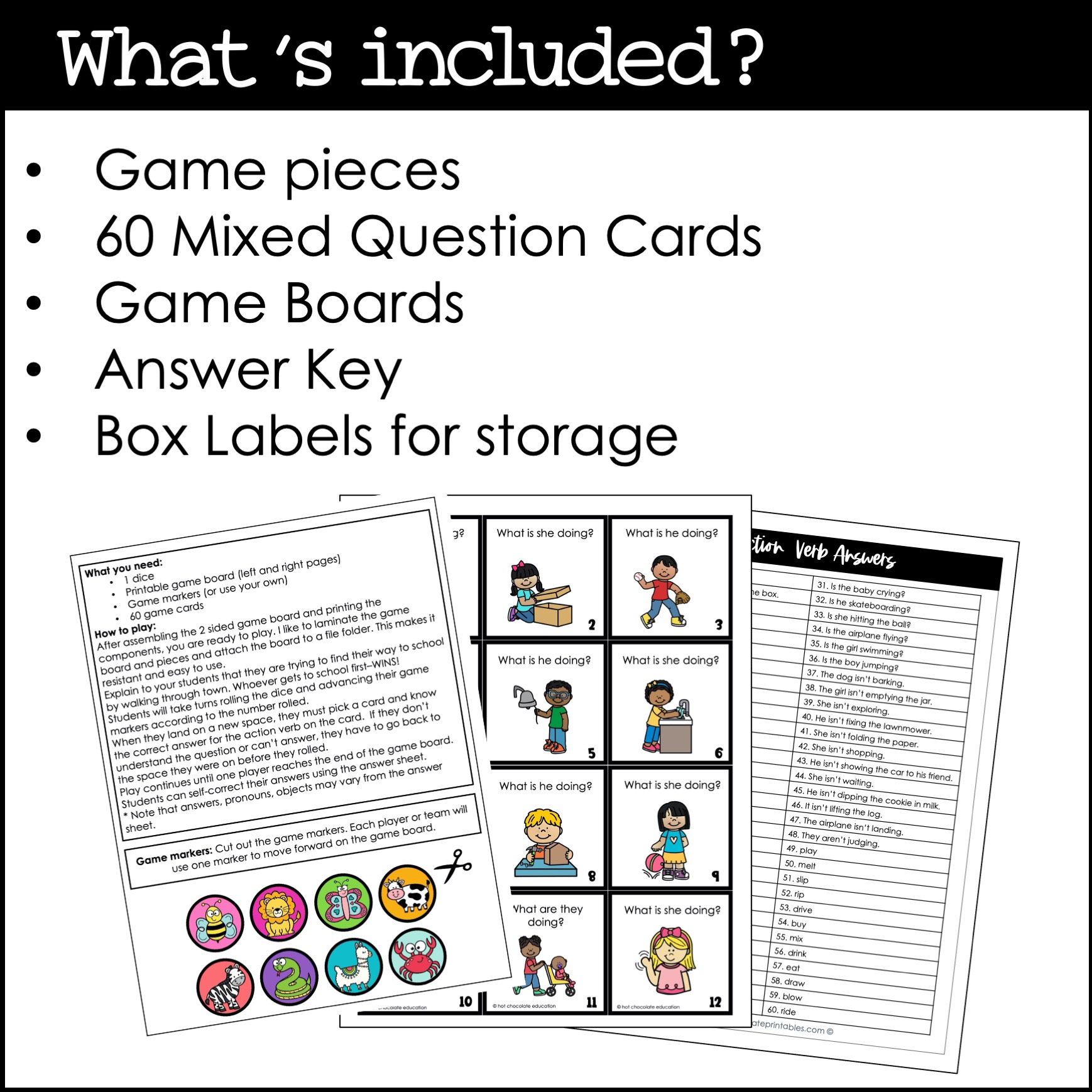 Action Verbs Board Game - Present Continuous - Making Sentences ...