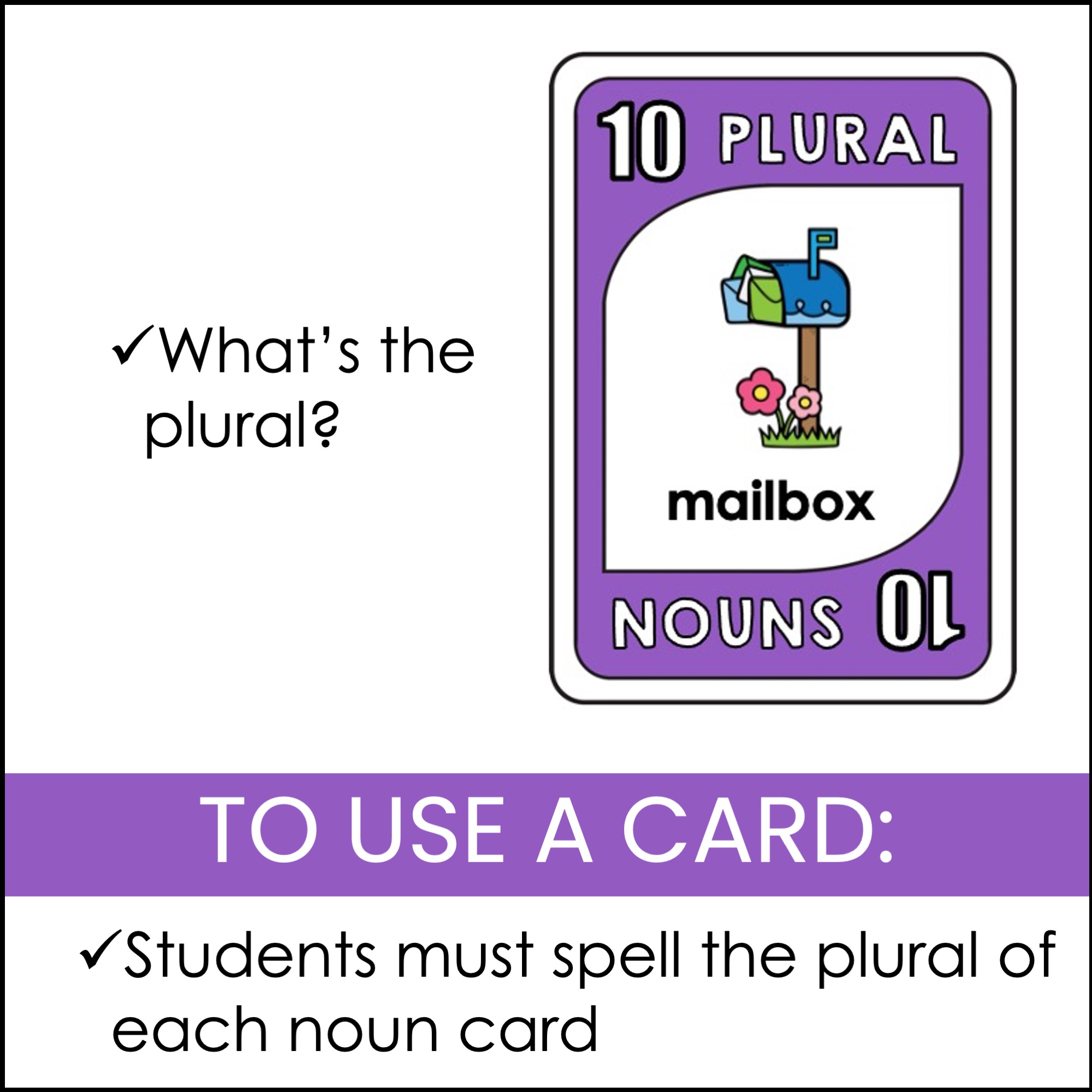 Plural Noun Endings Card Game - Practice -s, -es, -ies, and -ves and ...