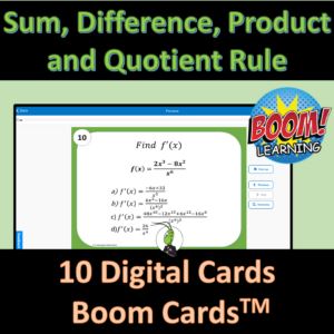 Sum, Difference, Product and Quotient Rule Task Cards | Calculus | Boom ...