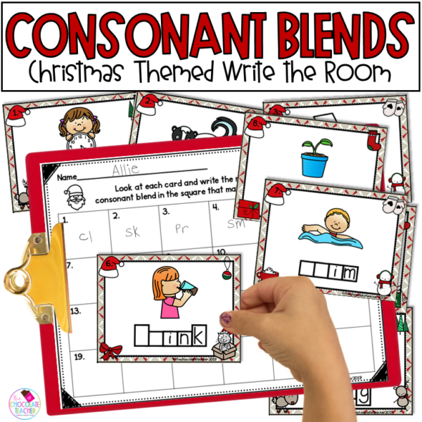 Consonant Blends - Phonics - Christmas Write the Room | Made By Teachers