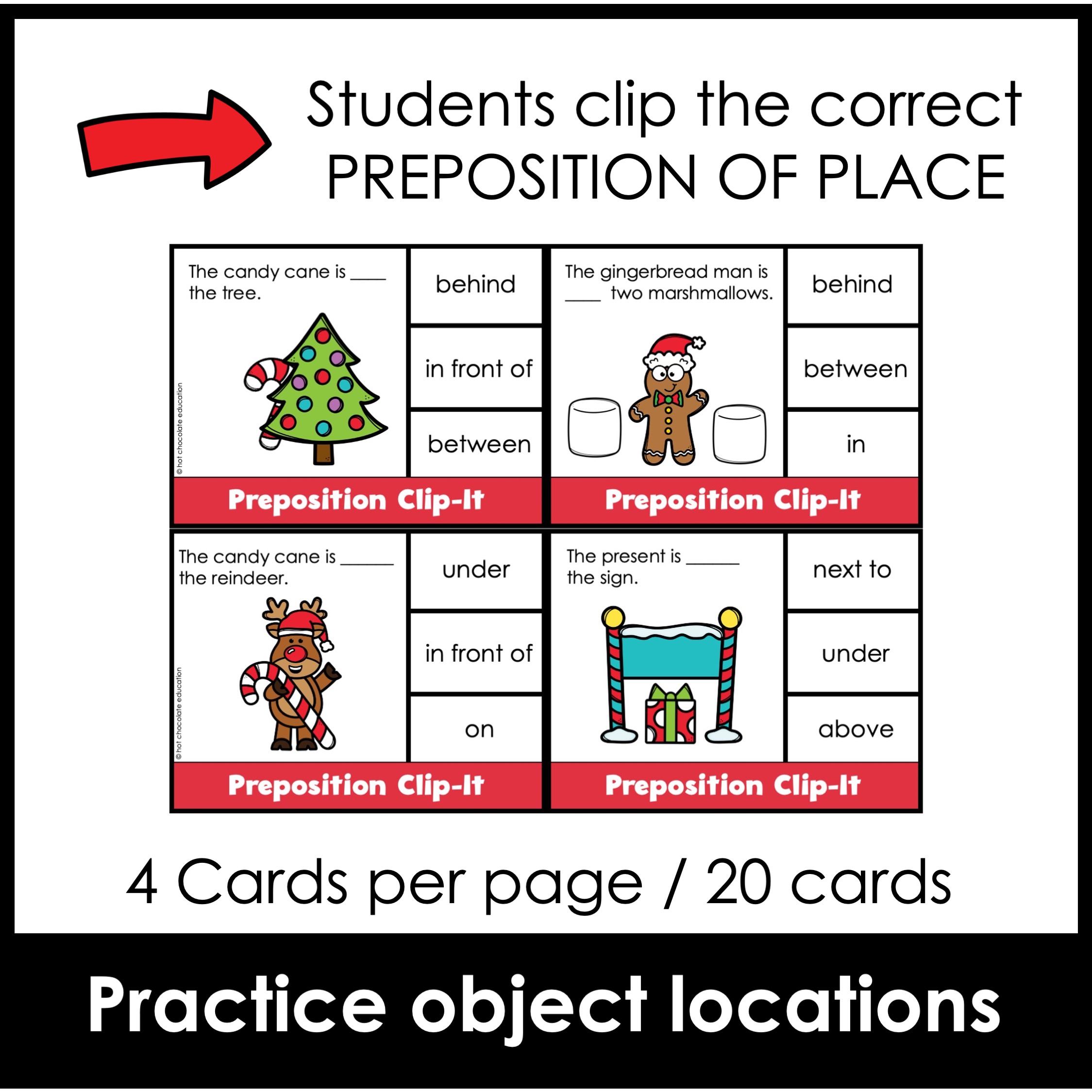 Christmas Prepositions of Location and Spatial Concepts Activity Cards ...