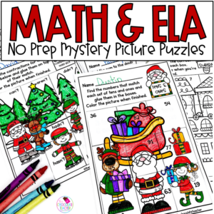 Christmas Math ELA Worksheets - No Prep - Mystery Picture Puzzles ...