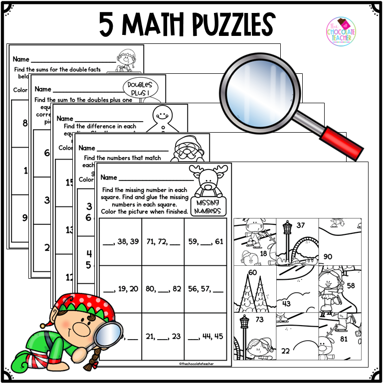 Christmas Math ELA Worksheets - No Prep - Mystery Picture Puzzles ...