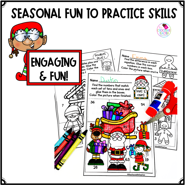 Christmas Math ELA Worksheets - No Prep - Mystery Picture Puzzles ...