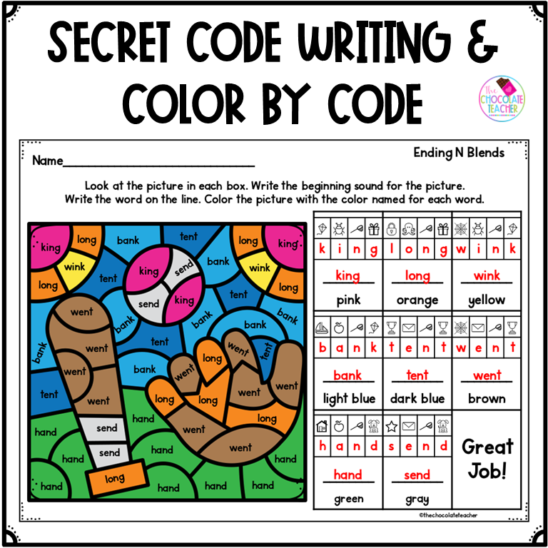 Ending Blends Phonics Worksheets - Short Vowels - Color by Code | Made ...