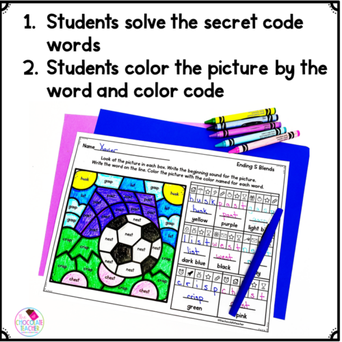 Ending Blends Phonics Worksheets - Short Vowels - Color by Code | Made ...