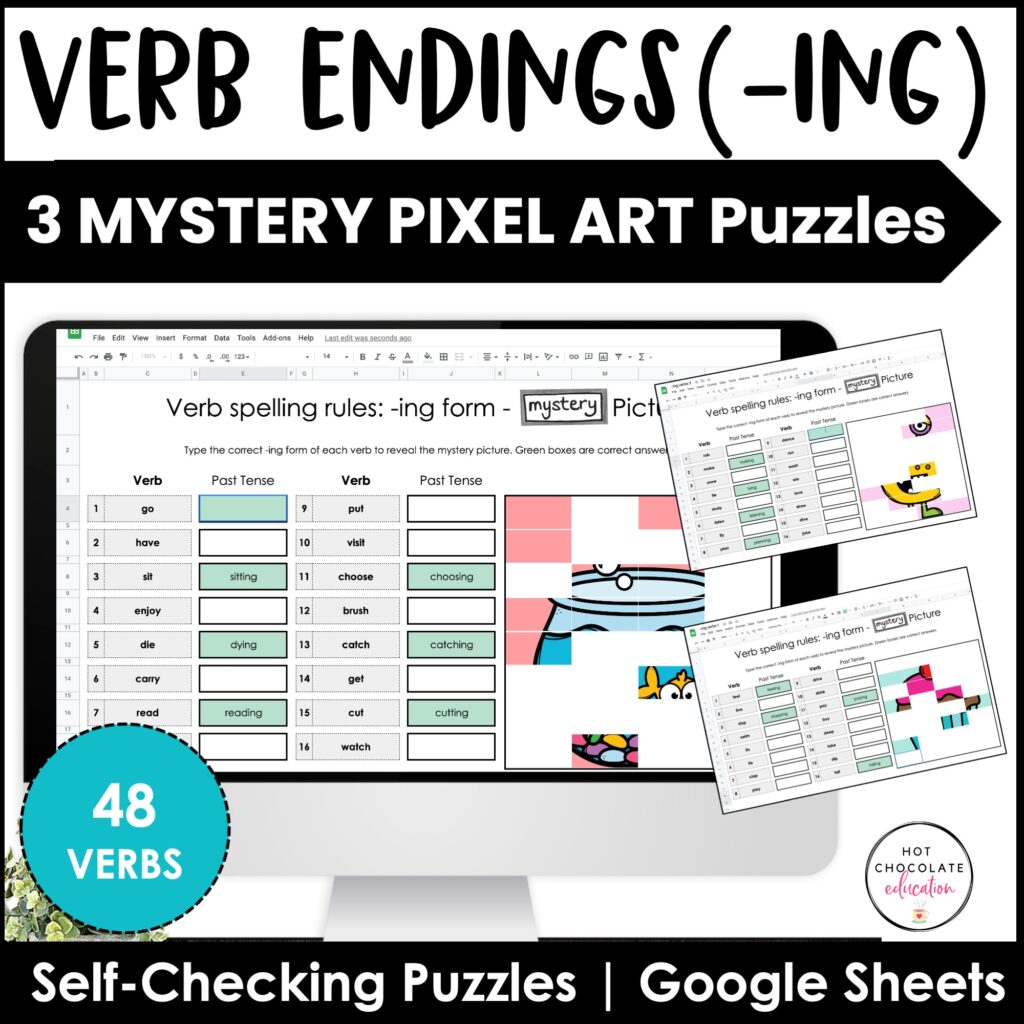 Inflectional endings: Adding -ing to Verbs | Digital Mystery Picture ...