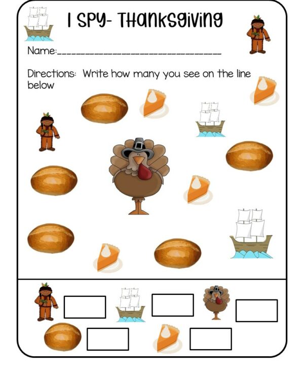 Thanksgiving Two-pocket Three hole punch prong fastener activities ...