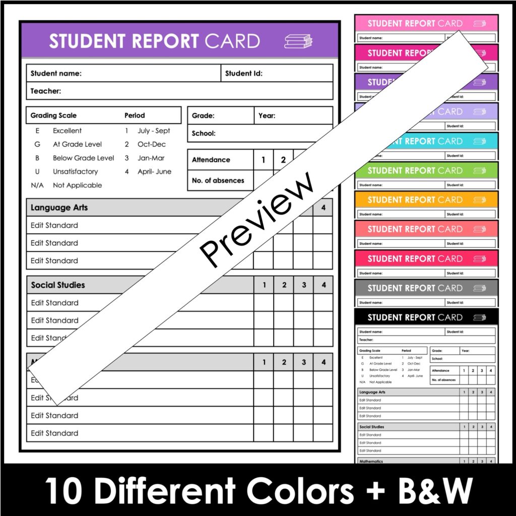 Editable Report Card Templates - For ANY Grade & Subjects - PowerPoint ...