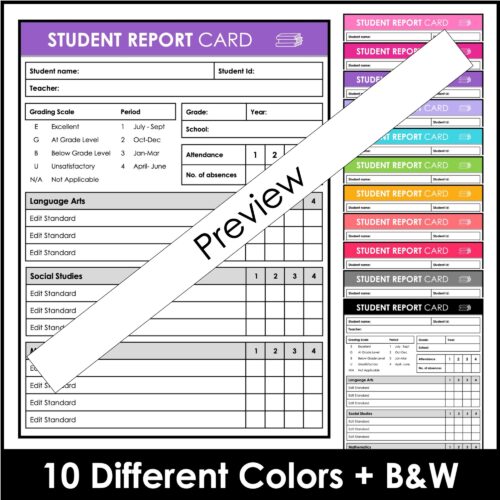 Editable Report Card Templates - For ANY Grade & Subjects - PowerPoint ...