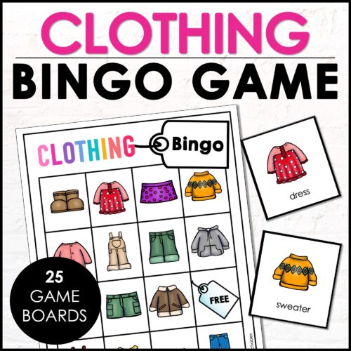 Clothes BINGO Game: Printable Clothing Vocabulary Game Boards | Made By ...