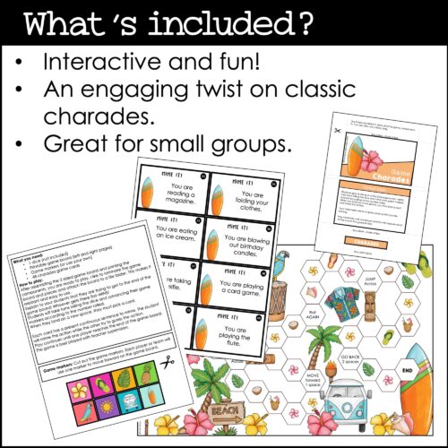 Action Verb Charades | Present Continuous Tense Miming Board Game ...