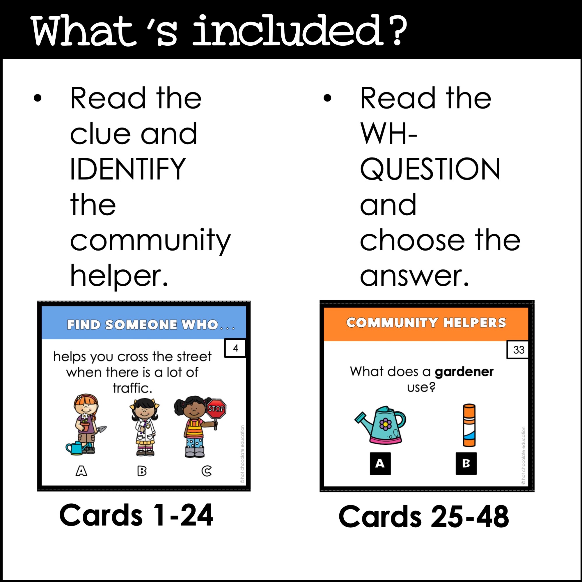 Community Helpers Job Identification Task Cards - Answering WH ...