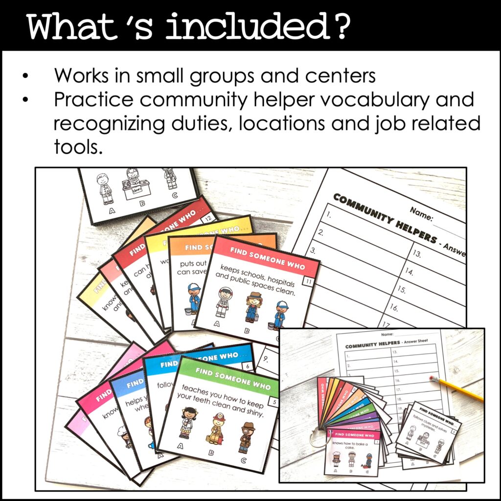 Community Helpers Job Identification Task Cards - Answering WH ...