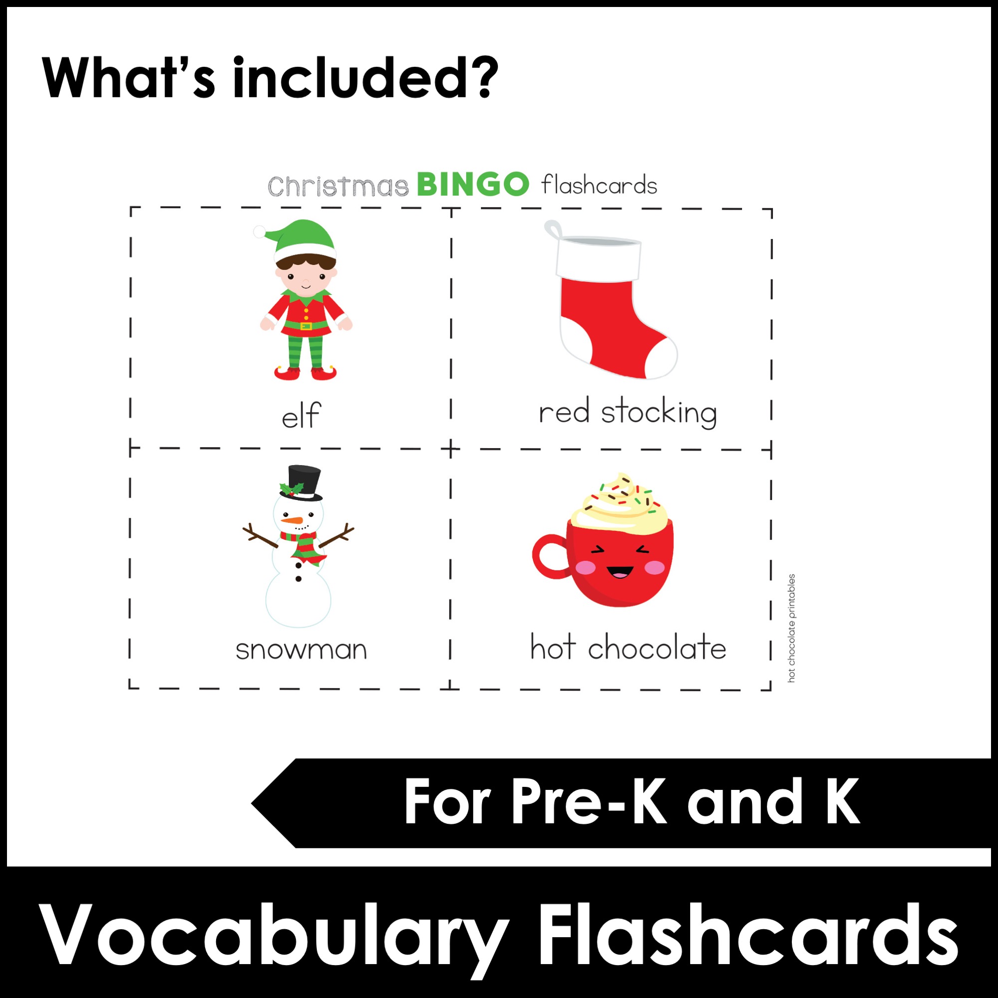 EASY Christmas Bingo and flashcard set for Pre-K and Kindergarten ...