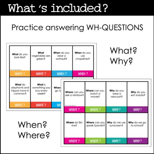 Answering WH Questions | ESL Conversation Prompt Cards What, When ...