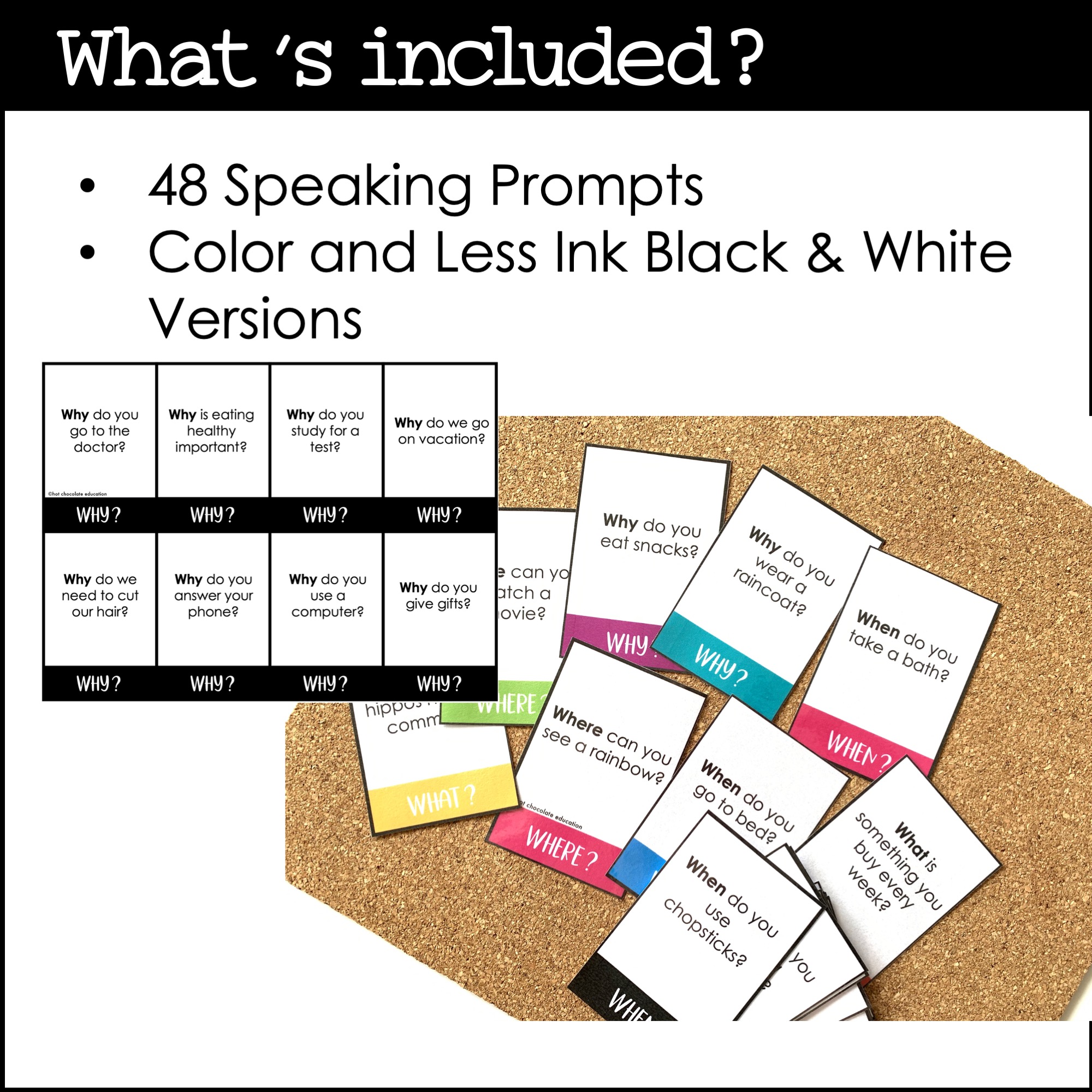 Answering WH Questions | ESL Conversation Prompt Cards What, When ...