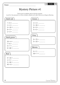 Christmas Math Mystery Pictures Grade 4: Addition Subtraction ...