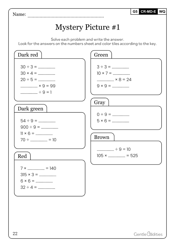 Christmas Math Mystery Pictures Grade 5: Addition Subtraction ...